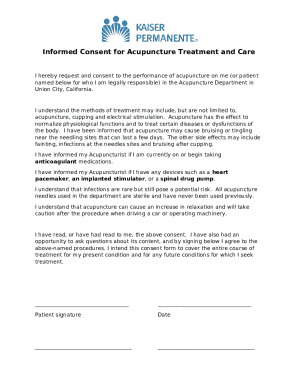 Ined Consent for Acupuncture Treatment and Care Doc Template | pdfFiller