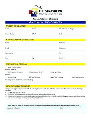 Fillable Online ADMISSIONS APPLICATION FORM Fax Email Print - pdfFiller