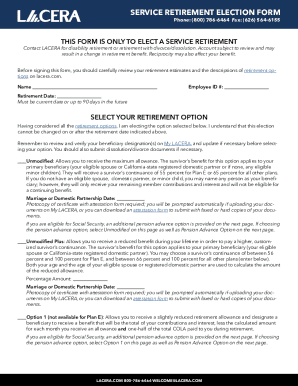 Fillable Online SERVICE RETIREMENT ELECTION FORM Fax Email Print - pdfFiller