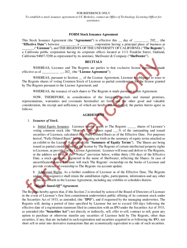 Fillable Online ipira berkeley Sample Exclusive Equity License ...