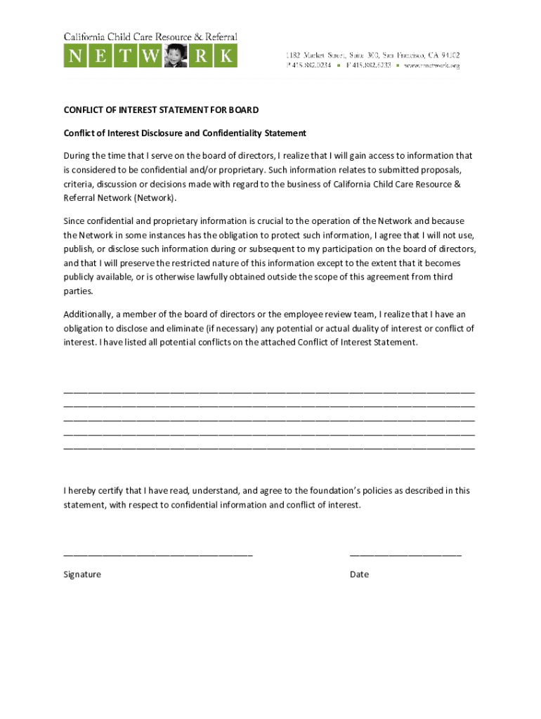 Fillable Online Conflict of interest disclosure form Fax Email Print - pdfFiller