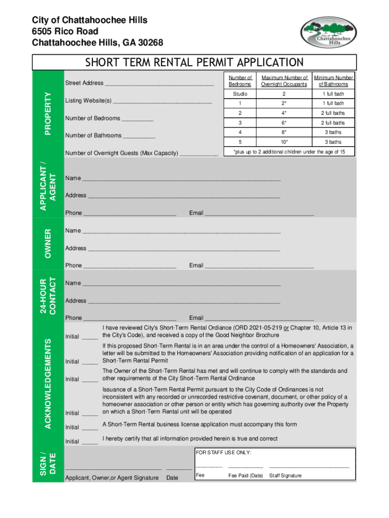 Fillable Online SHORT TERM RENTAL PERMIT APPLICATION Fax Email Print ...