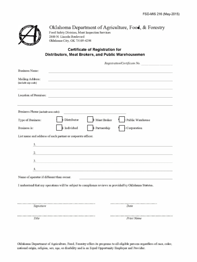 Fillable Online certificate-of-registration-for-distributors-meat ...