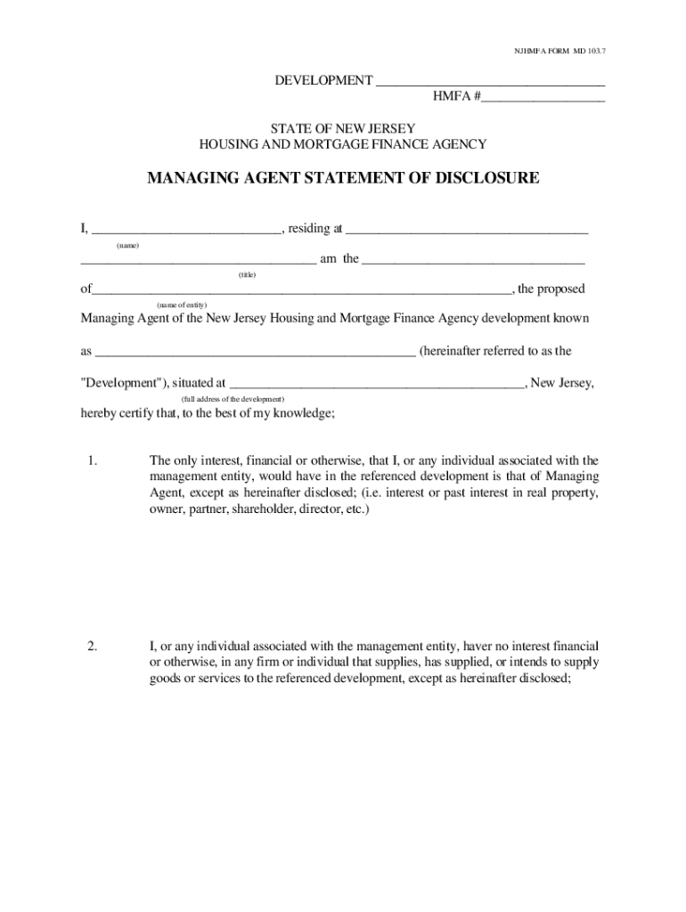 Fillable Online MANAGING AGENT STATEMENT OF DISCLOSURE Fax Email Print ...