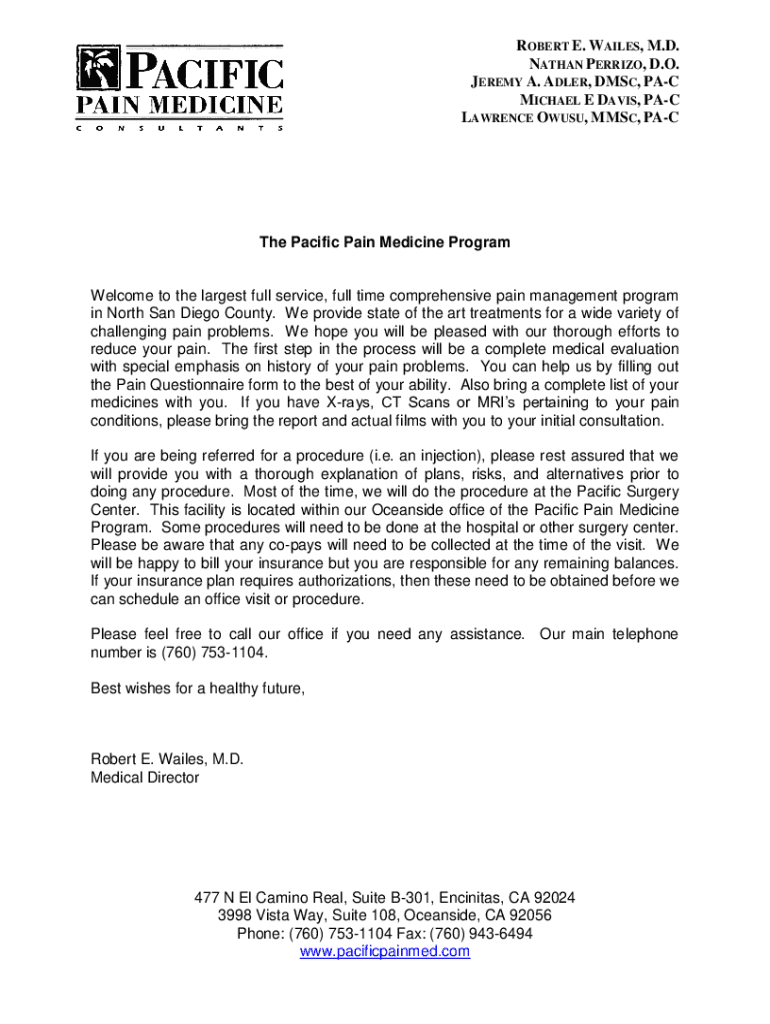 Fillable Online robert e. wailes, md - nathan perrizo, do jeremy a ...