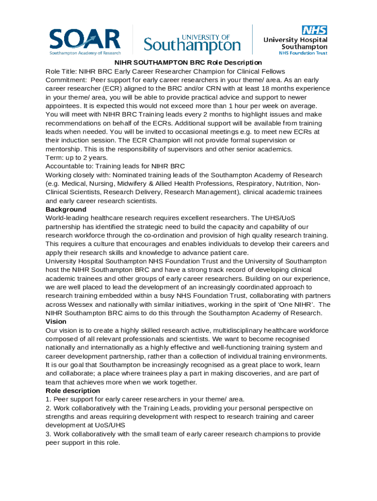 ECR Championrole description and application Doc Template | pdfFiller