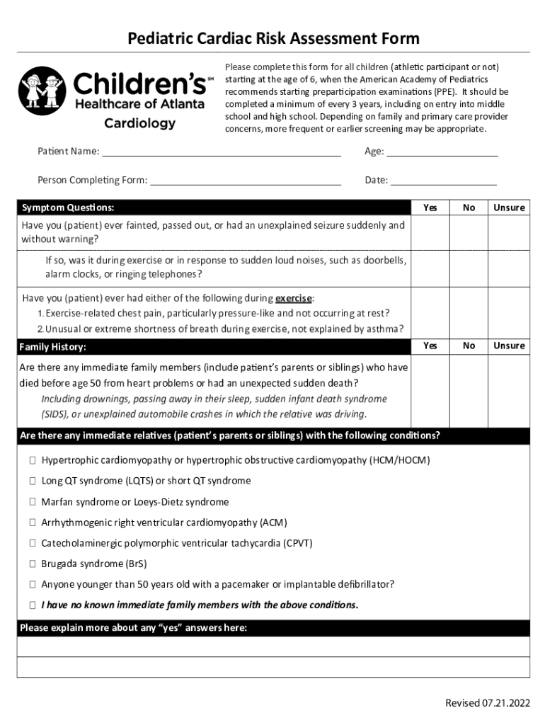Fillable Online Youth Heart Screening Required Forms Fax Email Print ...