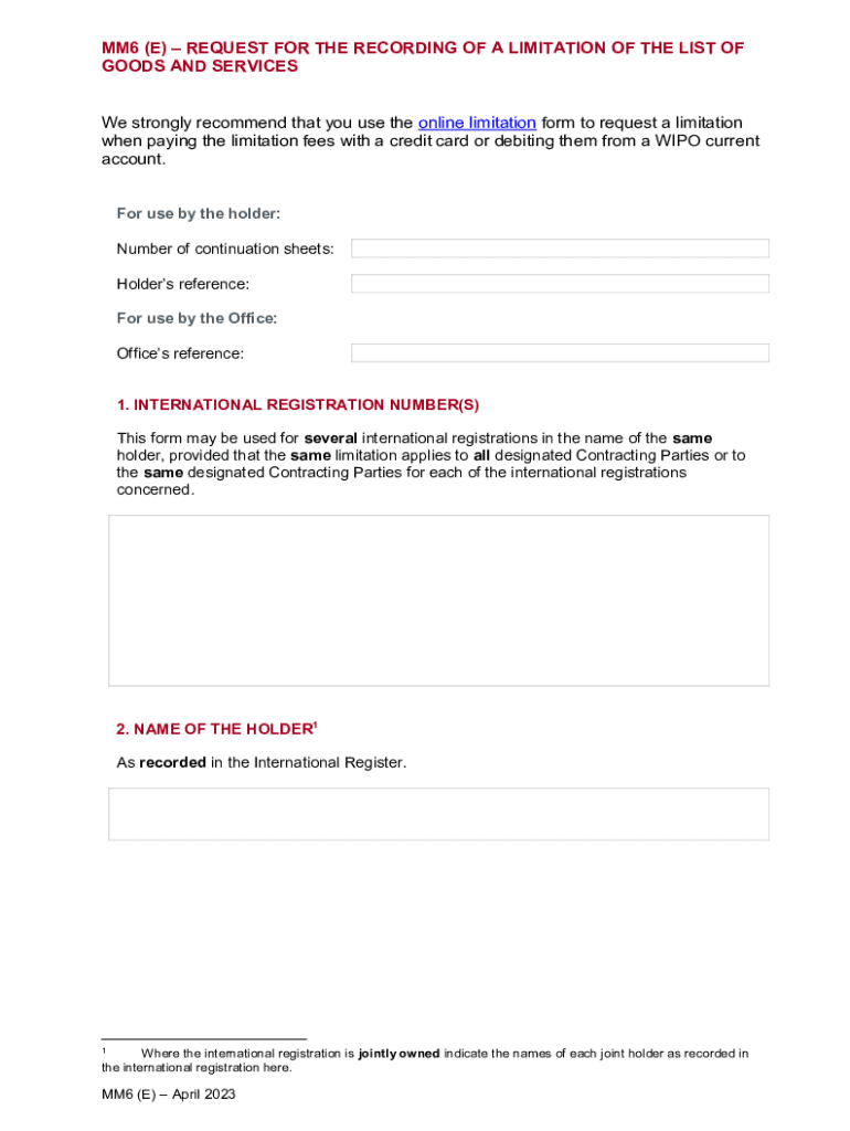 Fillable Online Form MM6 (E). Wipo Templates Fax Email Print - pdfFiller