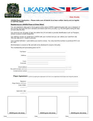 Fillable Online ukara - Player Application Form Fax Email Print - pdfFiller