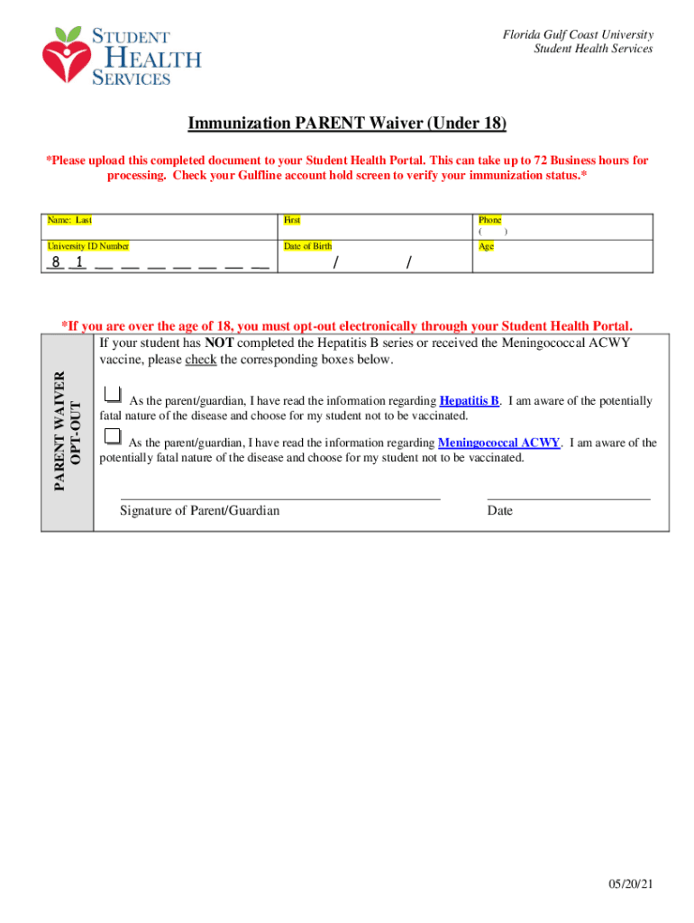 Fillable Online immunization-history-form-parent-waiver. ... Fax Email ...