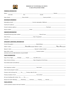 Fillable Online Kenya e-Visa Application Form Fax Email Print - pdfFiller