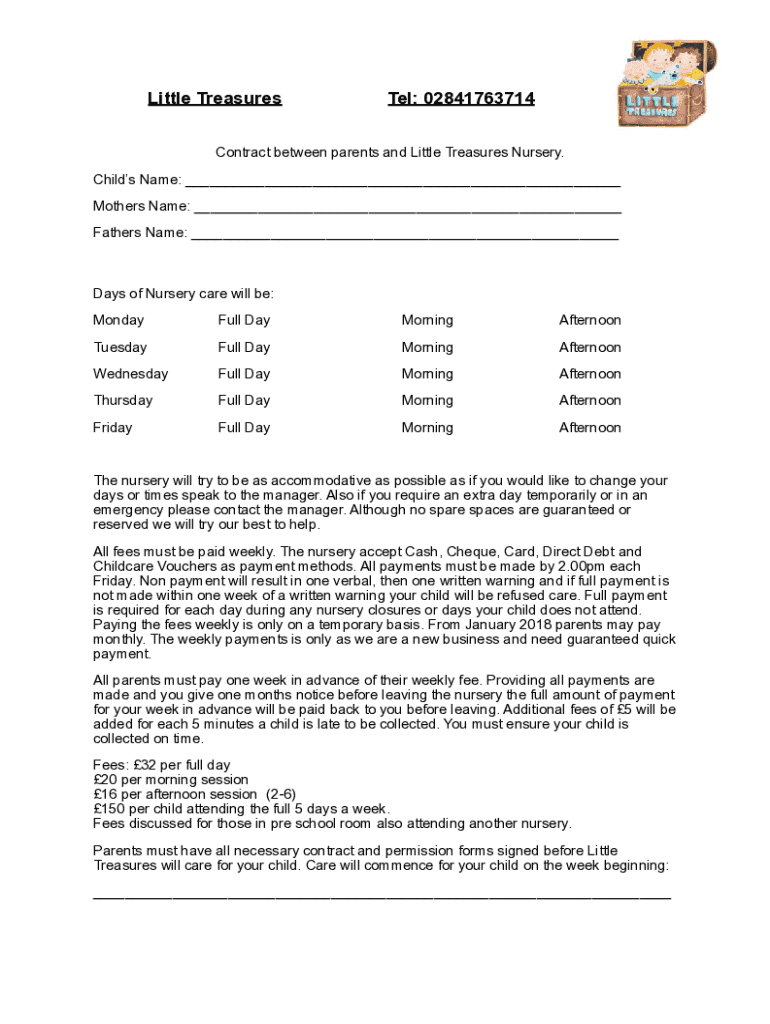 Fillable Online 31 child registration form - Witney - Little Treasures Academy Fax Email Print ...