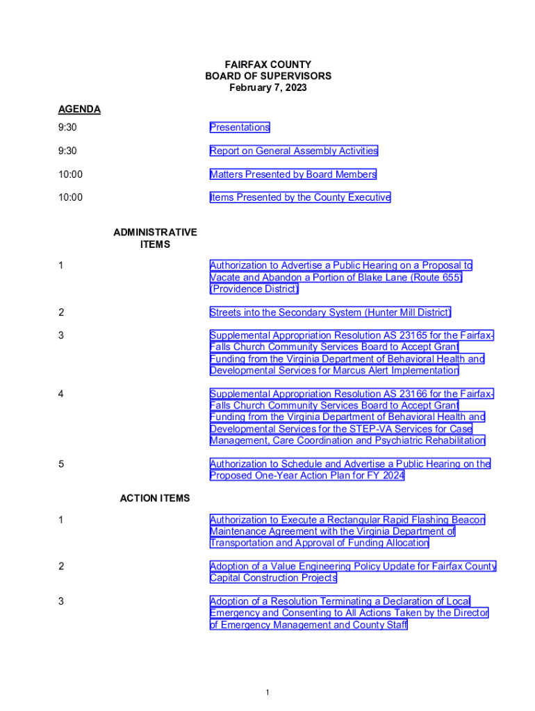 Fillable Online Fairfax County Board of Supervisors Fax Email Print - pdfFiller