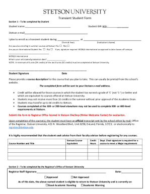 Fillable Online TRANSIENT STUDENT PERMISSION FORM Fax Email Print ...