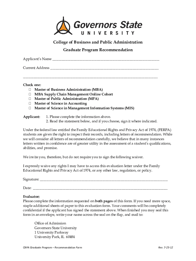 Fillable Online Master of Business Administration - Barney Fax Email ...