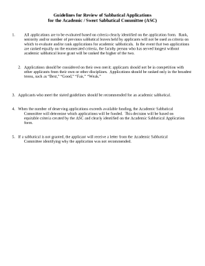 Academic Sabbatical Guidelines Doc Template | pdfFiller
