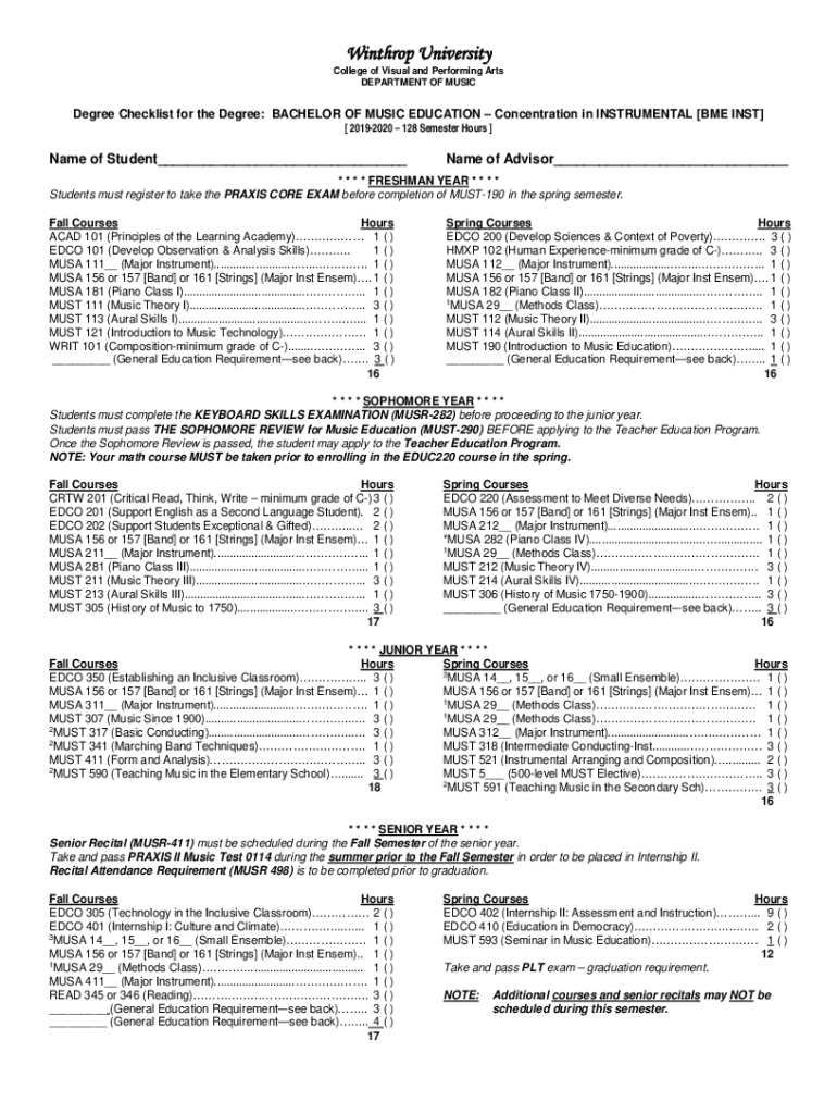 Fillable Online College of Visual and Performing Arts - Degree ...