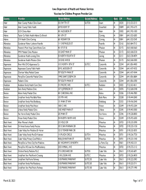 Fillable Online Iowa Deparment of Health and Human Services Vaccines ...