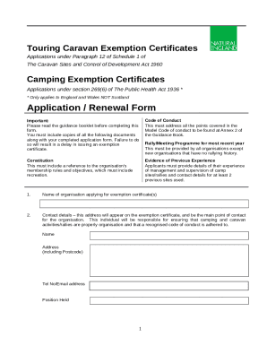 Caravan and camping exemption Doc Template | pdfFiller