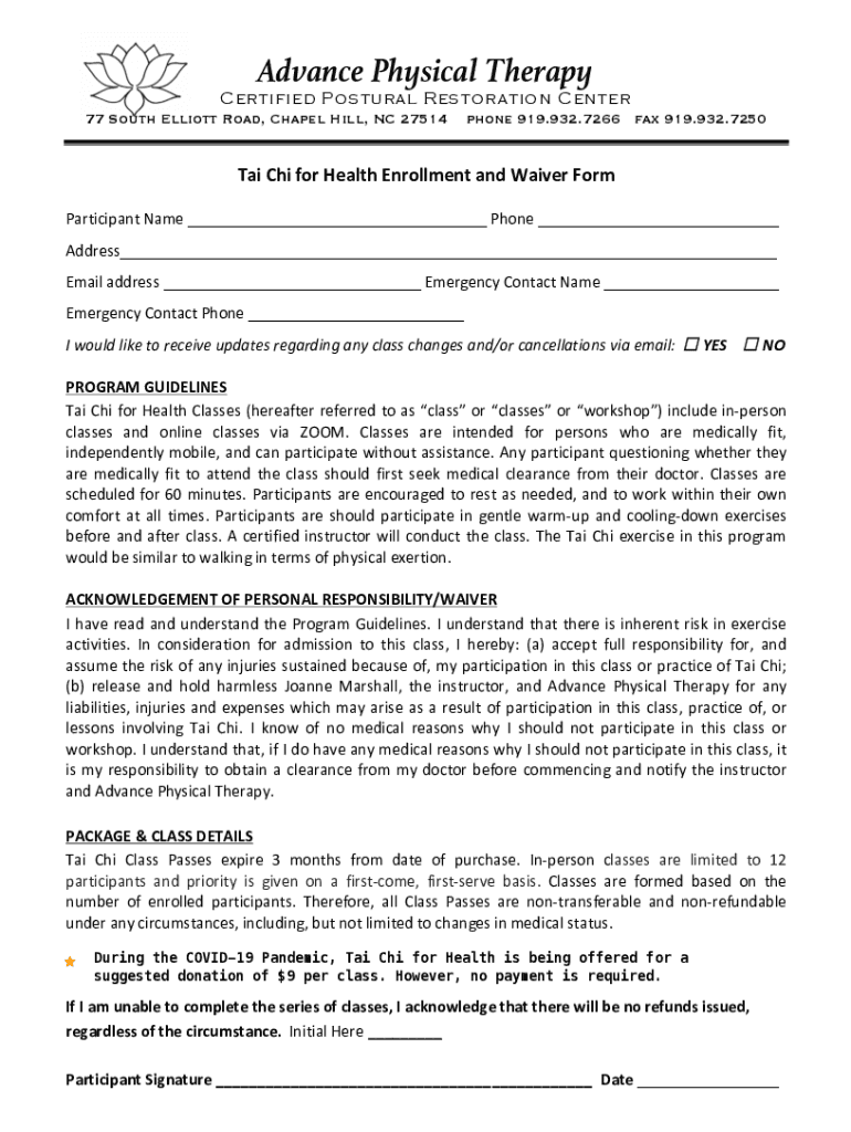 Fillable Online Advance Physical Therapy - Certified Postural ...