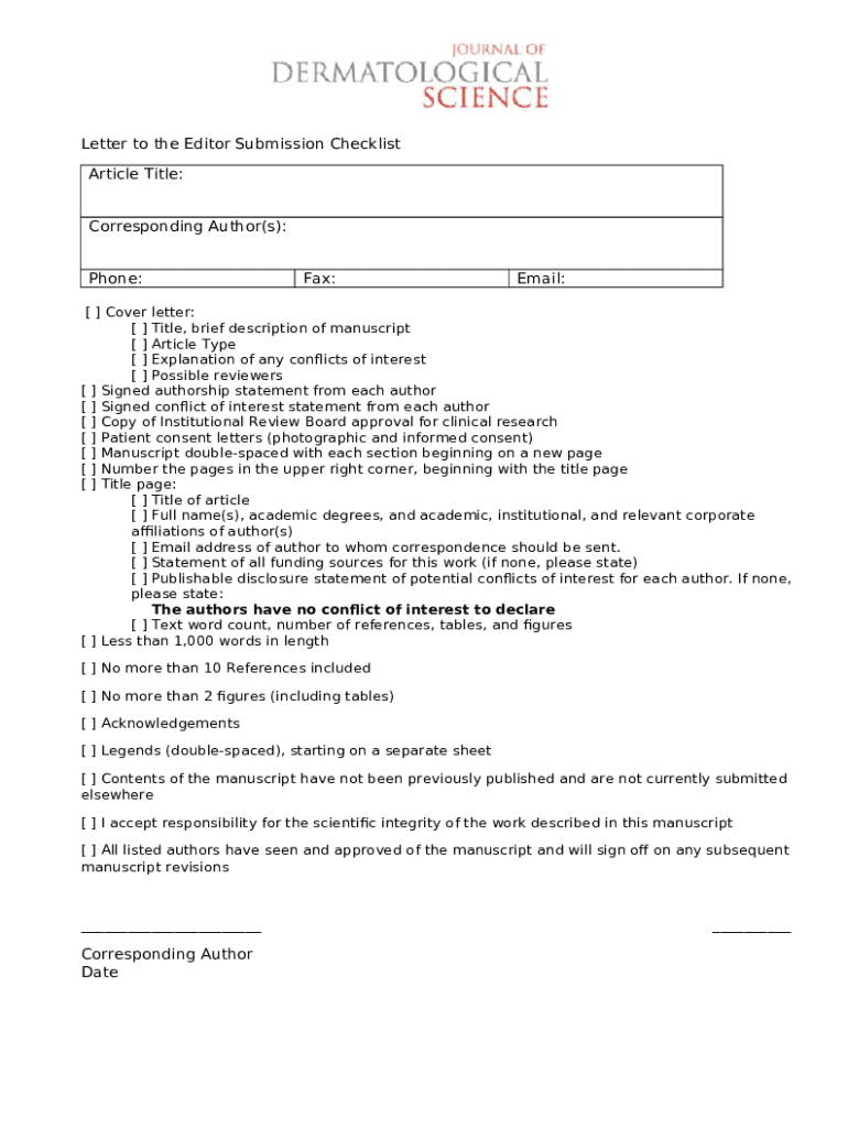 How to Write a Cover Letter for Journal Submission Doc Template | pdfFiller