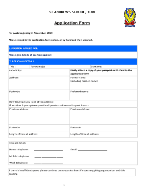 St Andrew's Turi Job Application Form Pdf Download - Fill Online ...