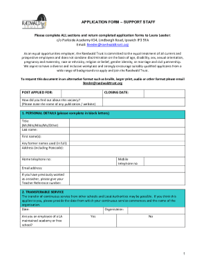 Fillable Online Application Form - Admin Staff Apr 2021 Fax Email Print ...