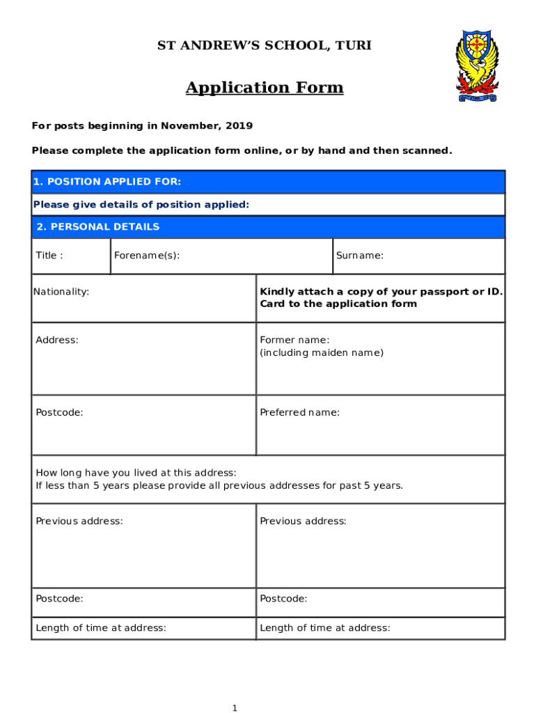 ST Andrews School Application Final ... Doc Template | pdfFiller