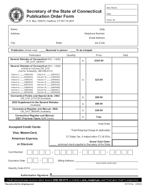 Fillable Online Secretary of the State of Connecticut Publication Order ...