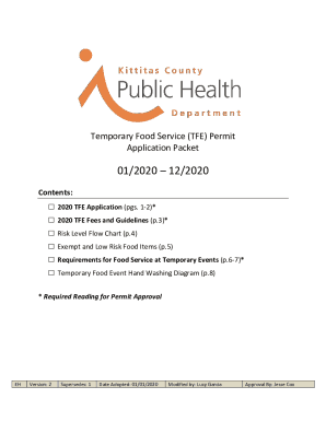 Fillable Online Temporary Food Service (TFE) Permit Application Packet ...