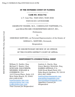 Fillable Online IN THE SUPREME COURT OF FLORIDA CASE NO. SC22-742 L.T ...