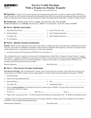 Fillable Online Service Credit Purchase With a Trustee-to-Trustee ...