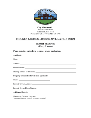 Fillable Online CHICKEN KEEPING LICENSE APPLICATION FORM Fax Email ...