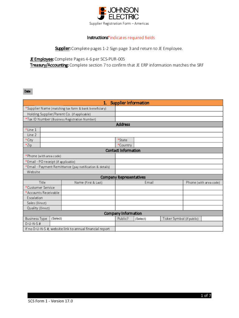 Fillable Online Supplier Registration FormAmericas Fax Email Print ...