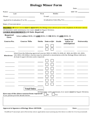 Fillable Online MINOR FORM - San Jose State University Fax Email Print ...