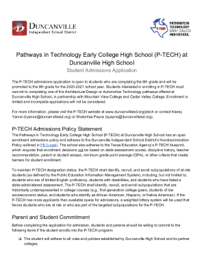 Fillable Online Pathways in Technology Early College High School (P ...