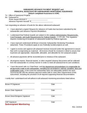 PRINCIPAL INVESTIGATOR SUBRECIPIENT MONITORING MEMO for subawards ...