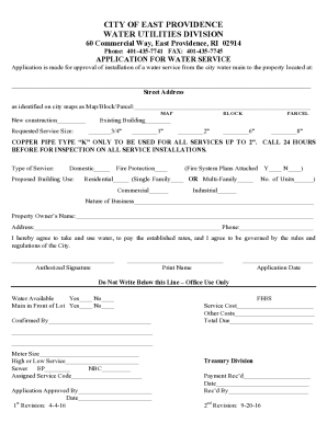 Fillable Online WaterServiceApplicationFormNEWApril2016.doc Fax Email ...