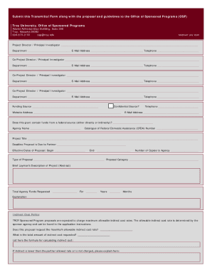 Fillable Online Transmittal Sheet - Troy University SACS Reaffirmation ...