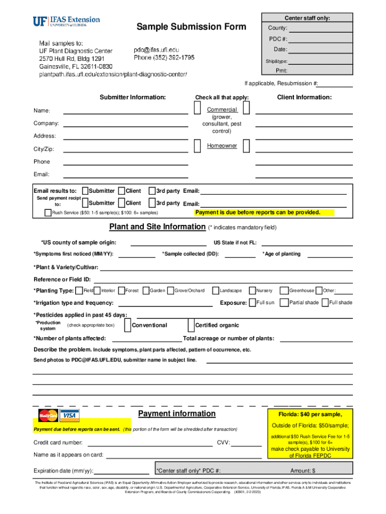Fillable Online plantpath ifas ufl RTDS Sample Submission Form Fax ...