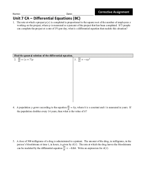 Fillable Online WORKSHEET ON DIFFERENTIAL EQUATIONS Fax Email Print ...