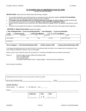 Fillable Online shc uci Your UC Student Health Insurance Plan: UC SHIP ...