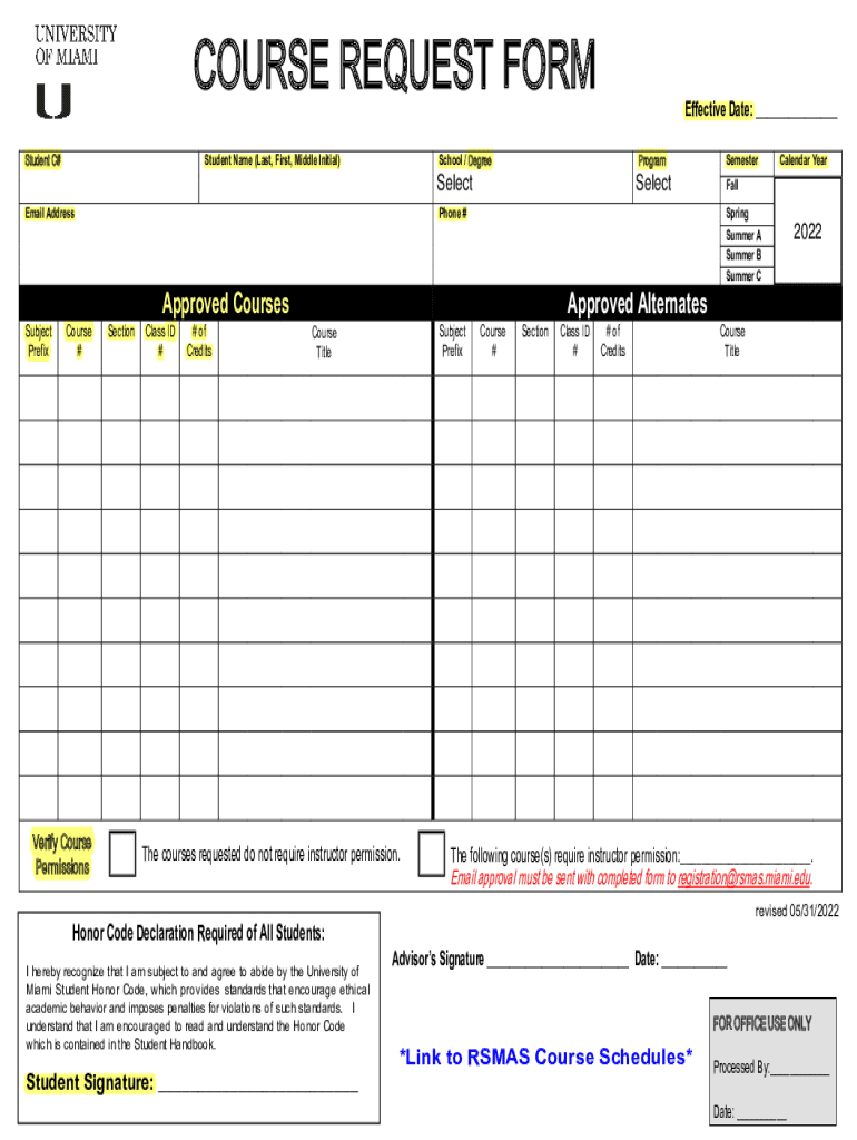 Fillable Online Course Request Form Template Fax Email Print - pdfFiller