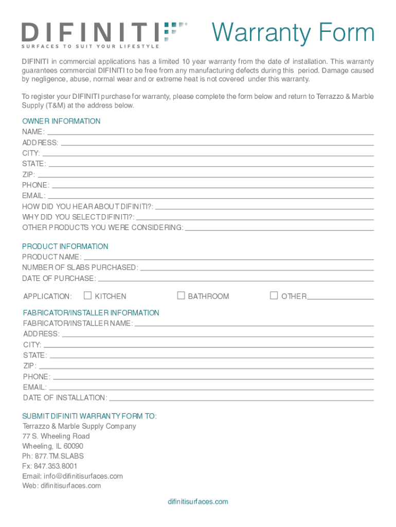 Fillable Online Warranty Form Fax Email Print - pdfFiller