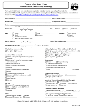 Fillable Online Firearm Injury Report Form State of ... Fax Email Print ...