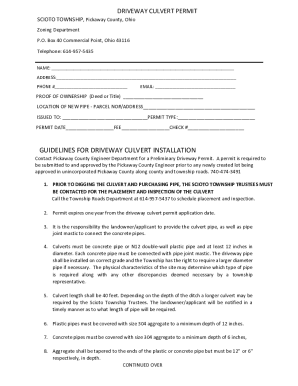 Fillable Online driveway culvert application for permit Fax Email Print ...