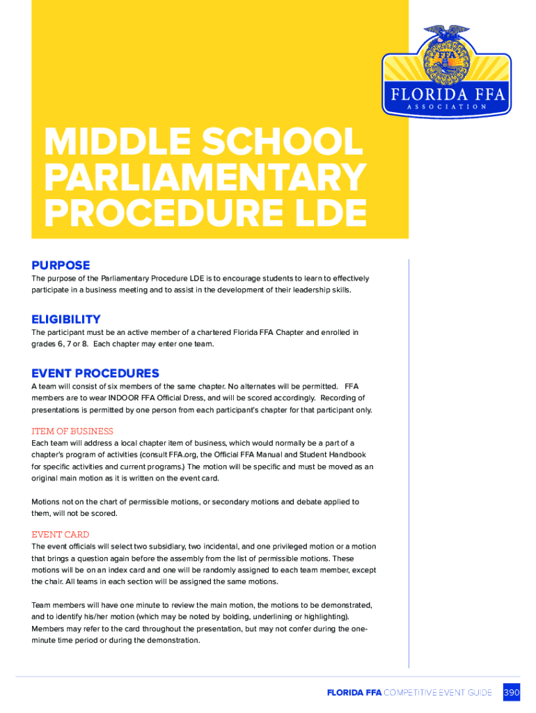 Fillable Online Leadership Development Events - Parliamentary Procedure ...