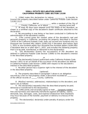 AFFIDAVIT To comply with California Probate Code... Doc Template ...