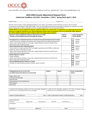 Fillable Online 2023-2024 Income Adjustment Request Form Fax Email Print - pdfFiller
