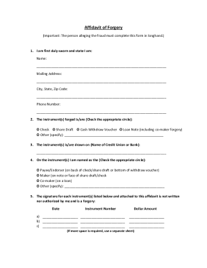 Fillable Online Affidavit of Forgery Form Fax Email Print - pdfFiller